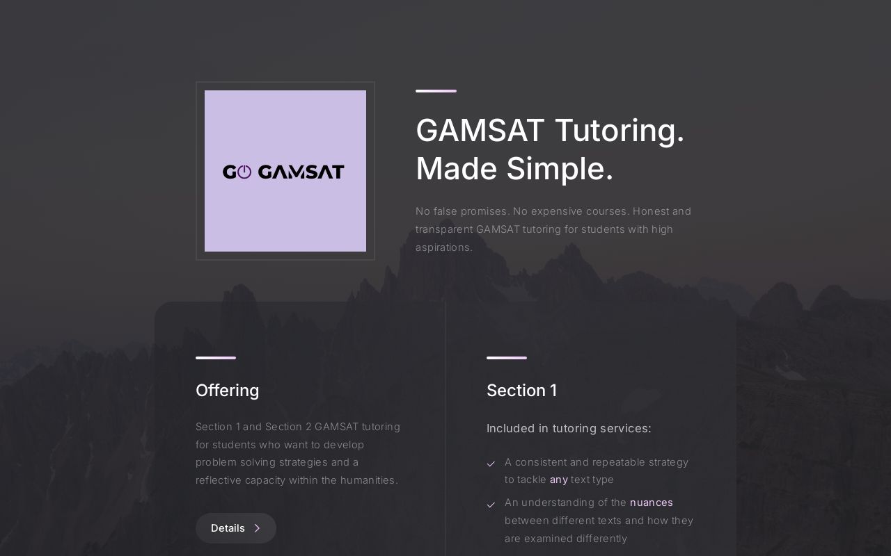 Go GAMSAT | Section 1 and 2 | Independent Tutoring